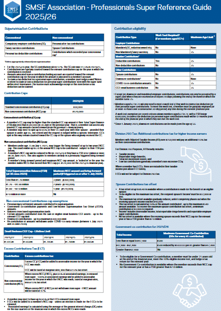 Your Handy 2025/26 Super Reference Guide - SMSF Connect
